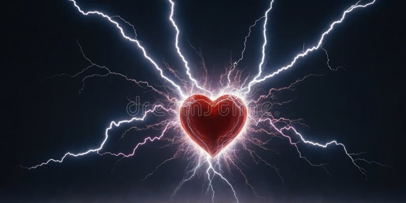 Outline Coloring Heart Lightning in the Middle. Stock Illustration ...