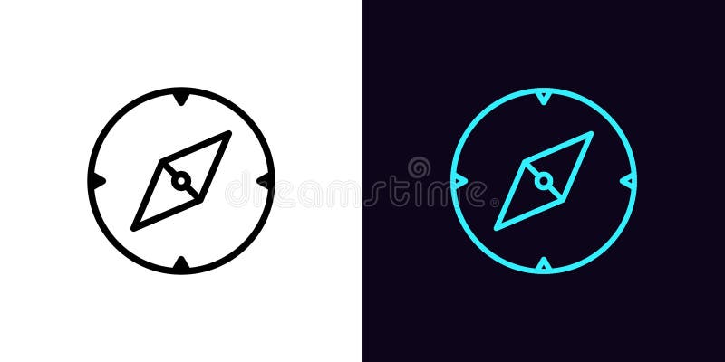 Outline Compass Icon, with Editable Stroke. Linear Compass Arrow, North ...