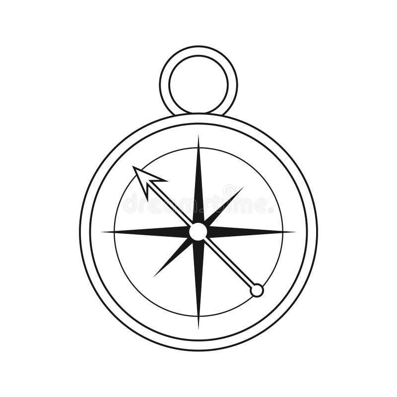 Outline Compass Pointing North East Vector Icon. Isolated Black Simple ...