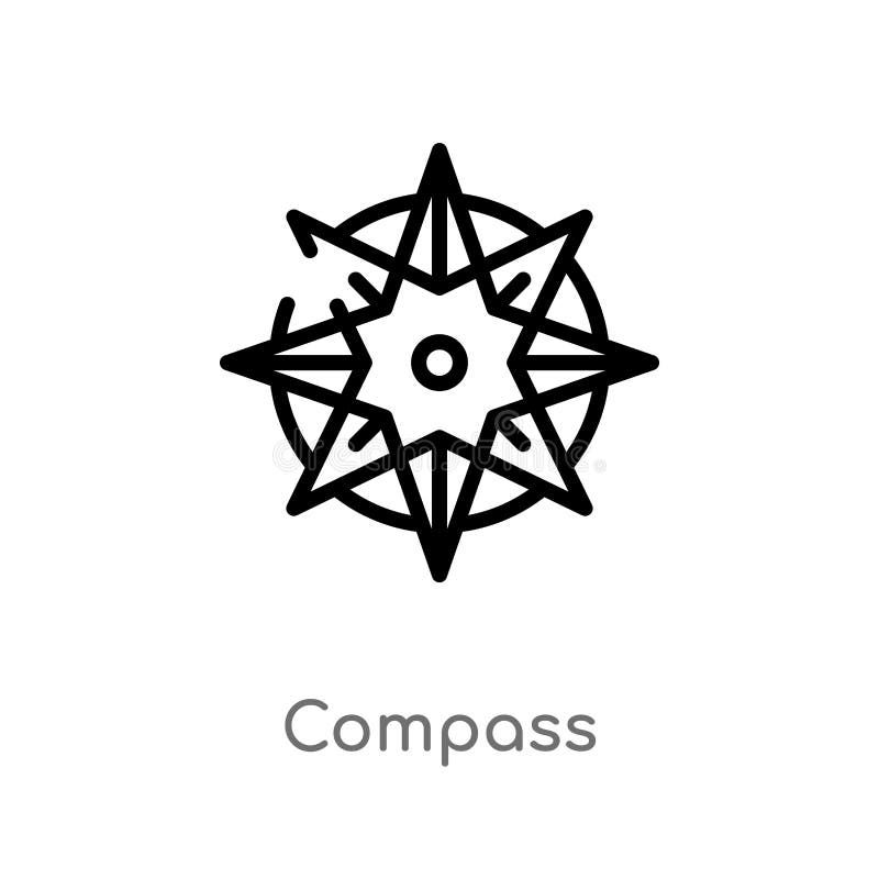 Outline Compass Pointing North East Vector Icon. Isolated Black Simple ...