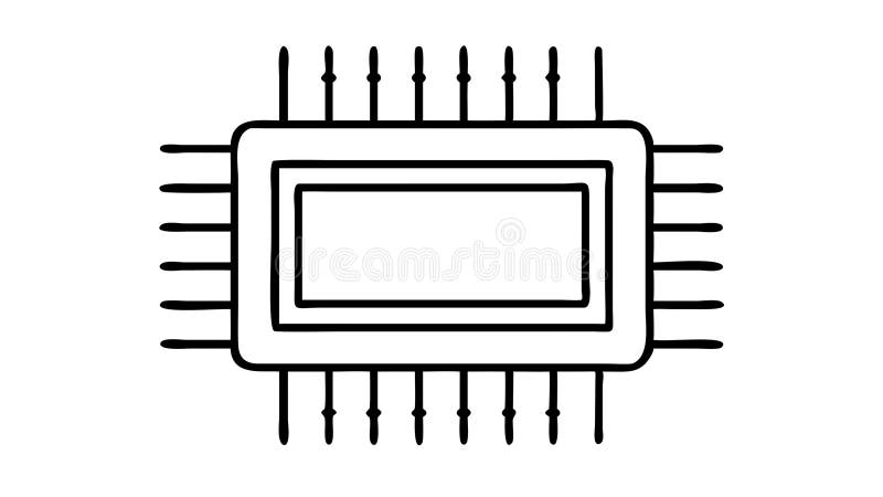Outline Computer Chip Icon Vector Art, Technology CPU Processor Symbol ...