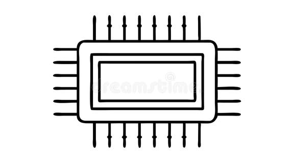 Outline Computer Chip Icon Vector Art, Technology CPU Processor Symbol ...