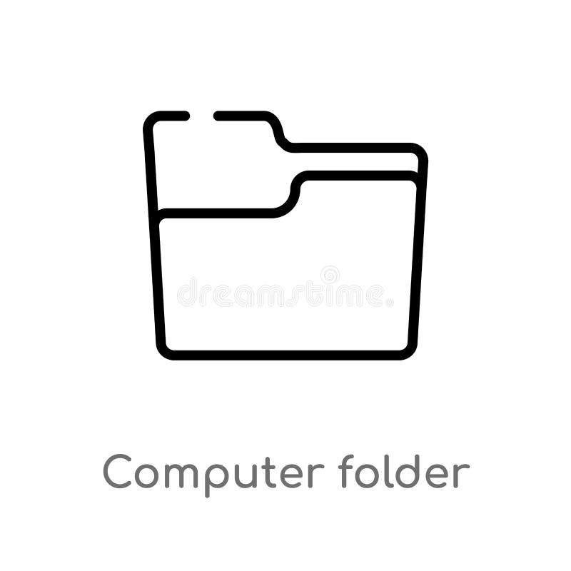 Outline Computer Folder Vector Icon. Isolated Black Simple Line Element ...