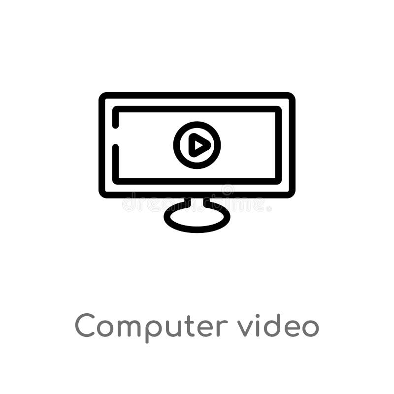 Outline Computer Tower and the Monitor Vector Icon. Isolated Black ...