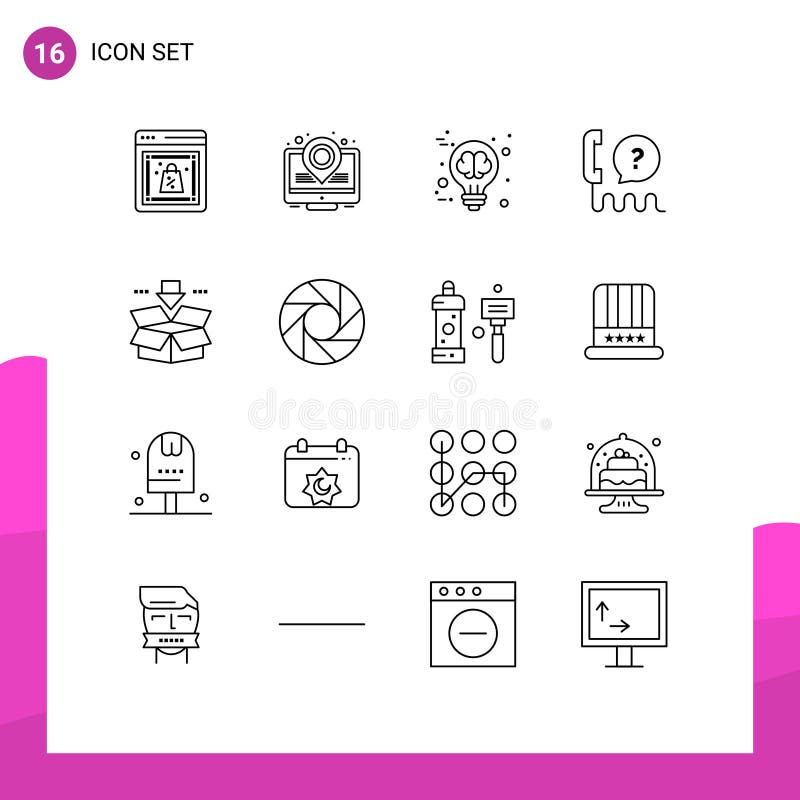 Set of 16 Modern UI Icons Symbols Signs for Box, Support, Creative ...