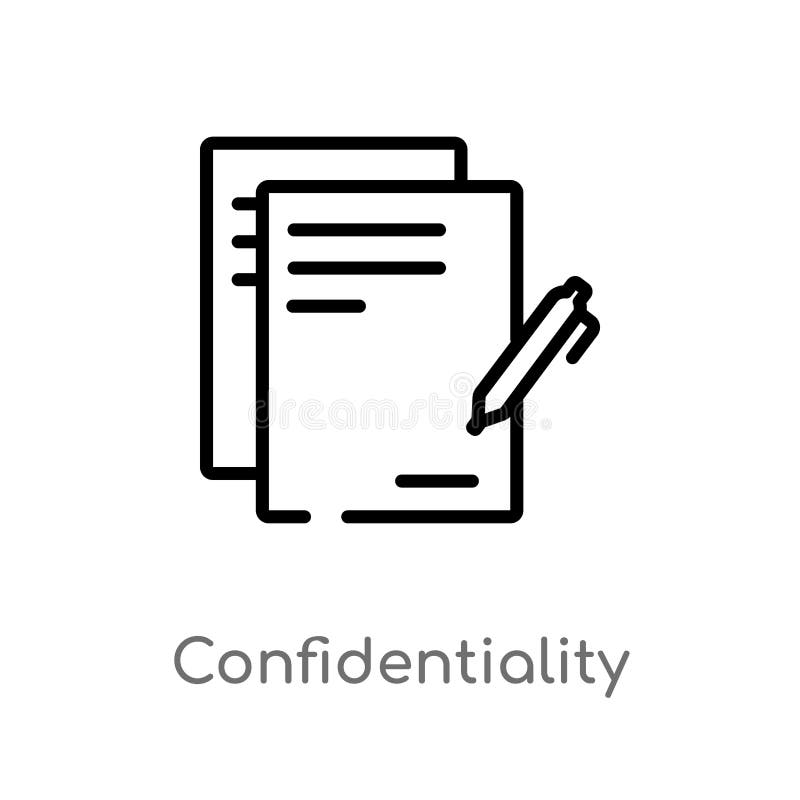 Outline Confidentiality Agreement Vector Icon. Isolated Black Simple ...