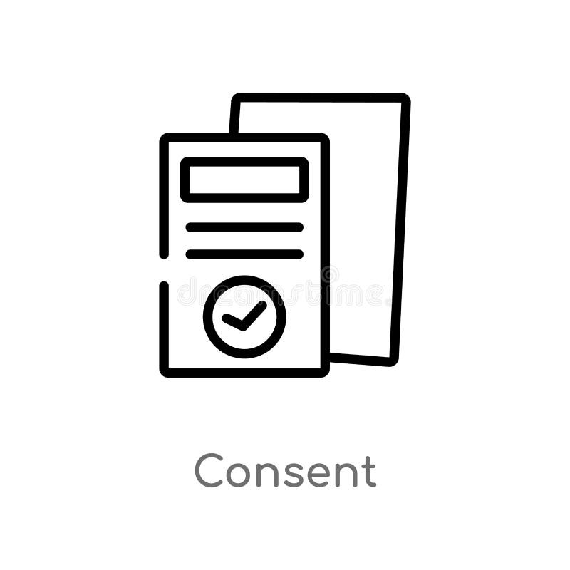 Consent Line Icon - Outline Symbol of Documents with Personal ...