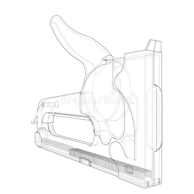 Outline Construction Stapler. Vector Stock Vector - Illustration of ...