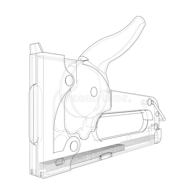 Outline Construction Stapler. Vector Stock Vector - Illustration of ...