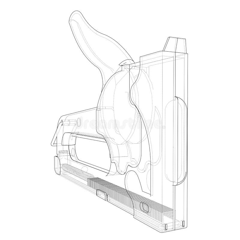 Outline Construction Stapler. Vector Stock Vector - Illustration of ...