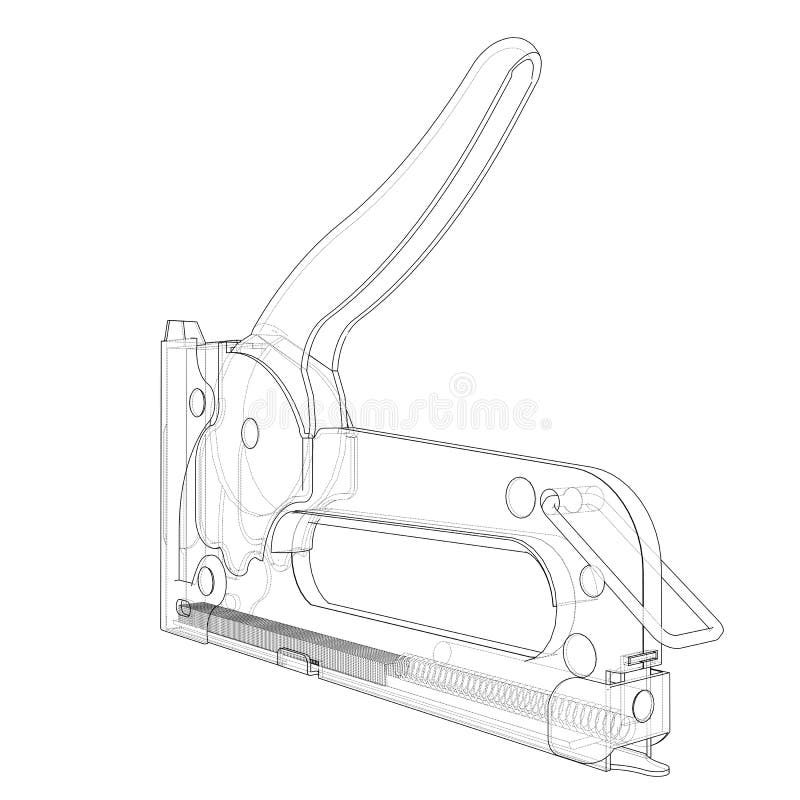 Outline Construction Stapler. Vector Stock Vector - Illustration of ...