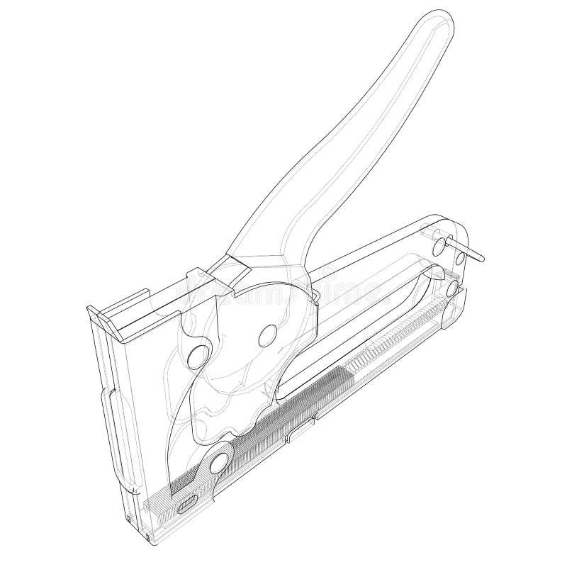 Outline Construction Stapler. Vector Stock Vector - Illustration of ...
