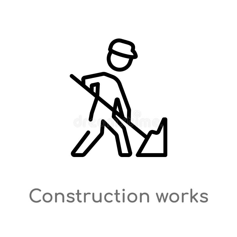 Outline Construction Works Vector Icon. Isolated Black Simple Line ...