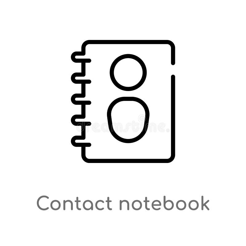 Outline Contact Notebook Vector Icon. Isolated Black Simple Line ...