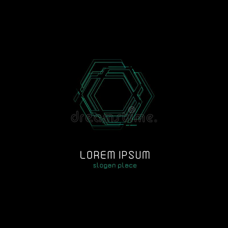 Outline Contour Abstract Technology Vector Logo, Unusual Isolated ...