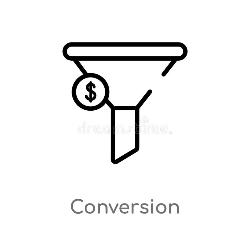 Outline Conversion Vector Icon. Isolated Black Simple Line Element ...