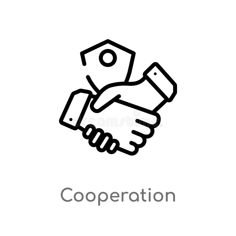 Outline Cooperation Vector Icon. Isolated Black Simple Line Element ...