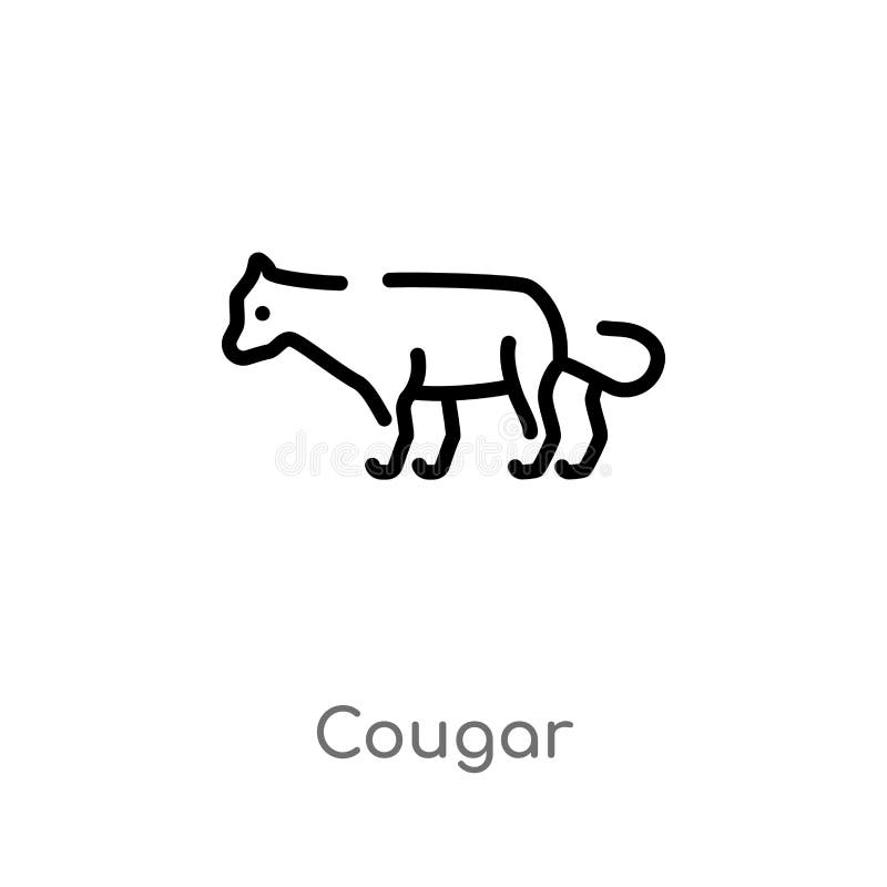 Outline Cougar Vector Icon. Isolated Black Simple Line Element Illustration from Animals Concept ...