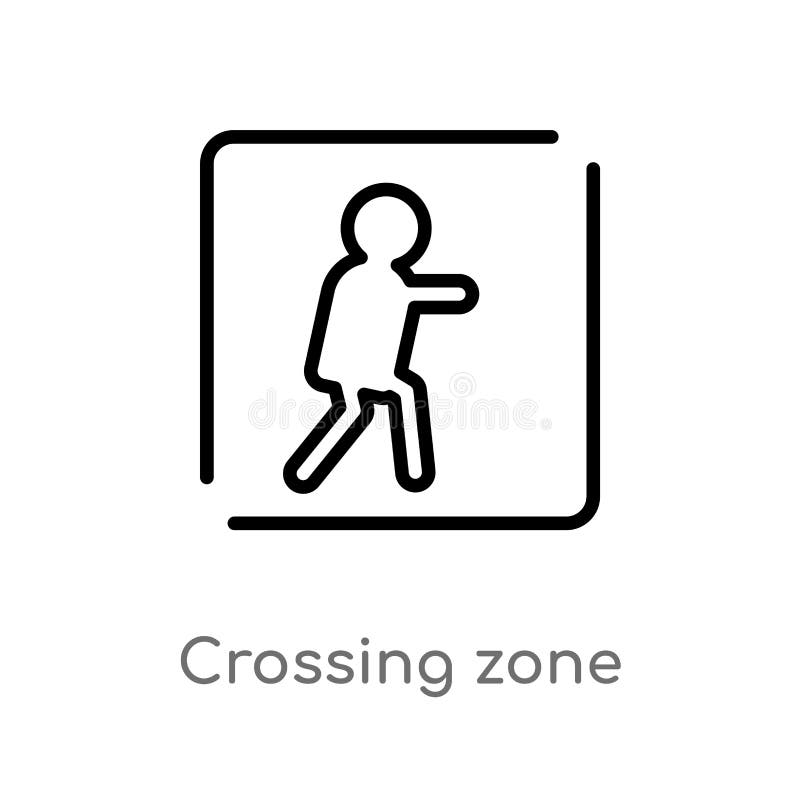 Outline Crossing Zone Vector Icon. Isolated Black Simple Line Element ...