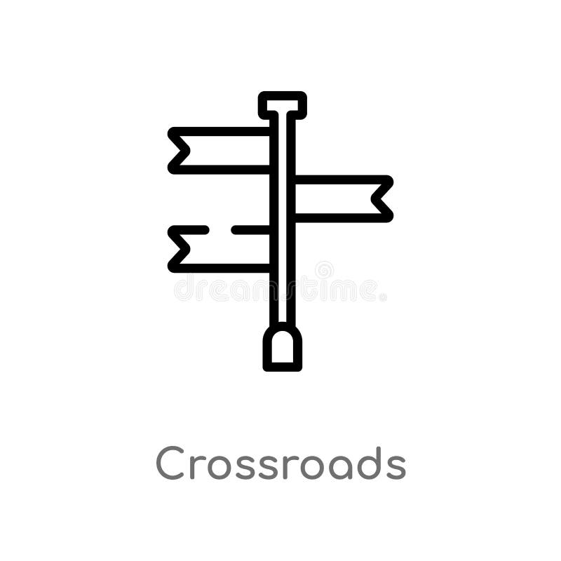 Outline Crossroads Vector Icon. Isolated Black Simple Line Element ...