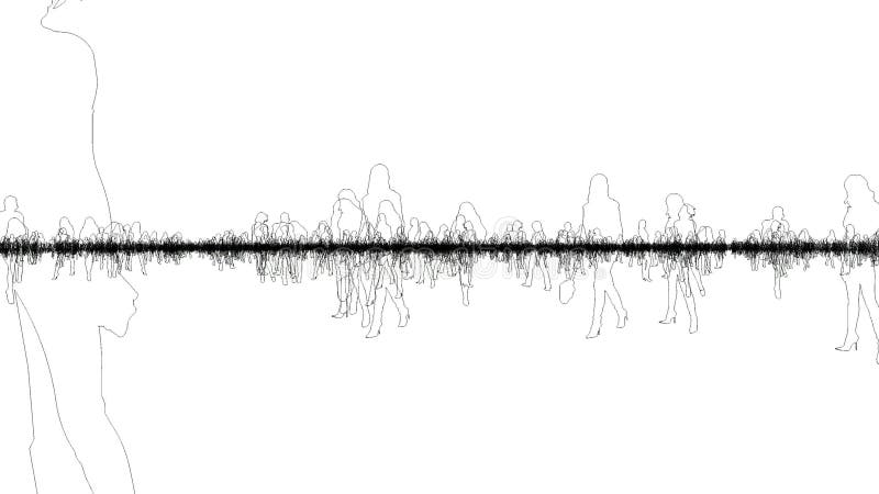 The Outline Crowd People Stand on White Background Animation Stock ...