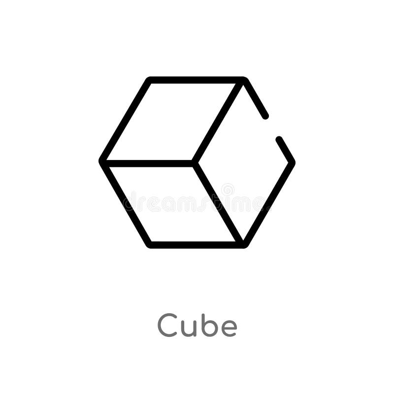 Outline Cube Vector Icon. Isolated Black Simple Line Element ...