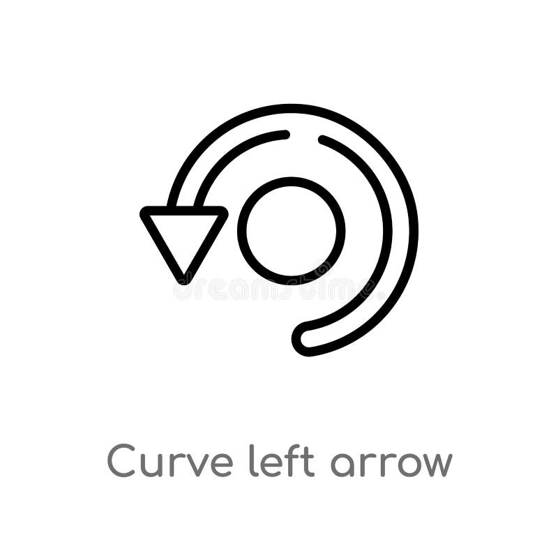 Outline Curve Left Arrow Vector Icon. Isolated Black Simple Line ...