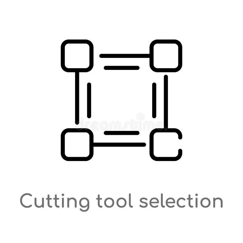 Outline Cutting Tool Selection Vector Icon. Isolated Black Simple Line ...