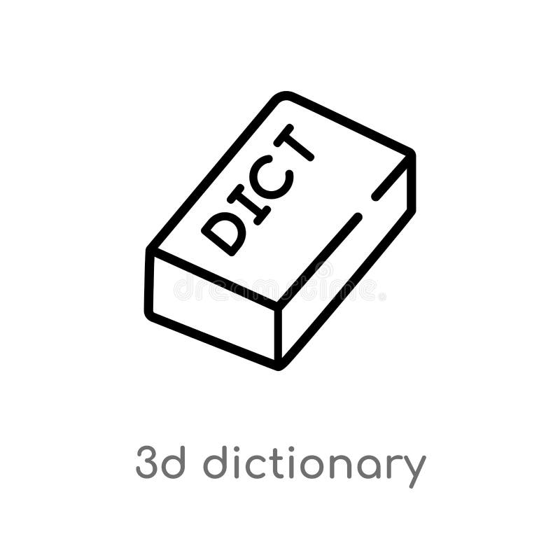 Outline 3d Dictionary Vector Icon. Isolated Black Simple Line Element ...