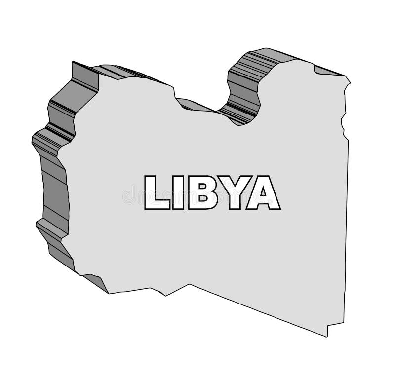 Outline 3D Map of Libya stock vector. Illustration of drawing - 237700991