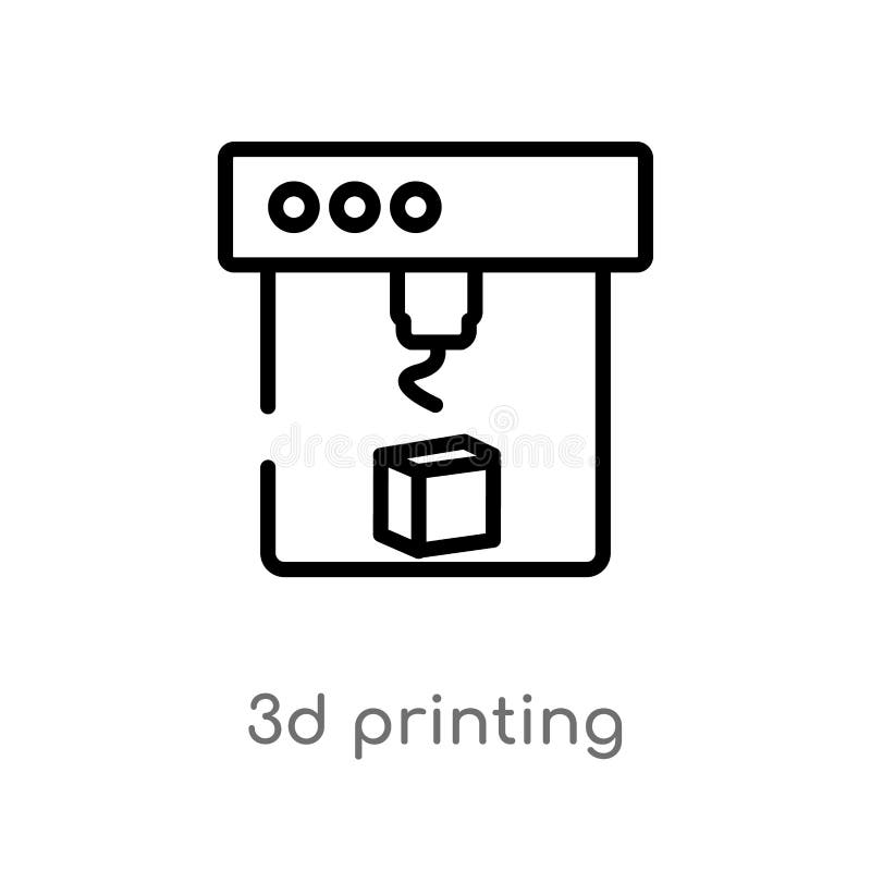 Outline 3d Printing Vector Icon. Isolated Black Simple Line Element ...