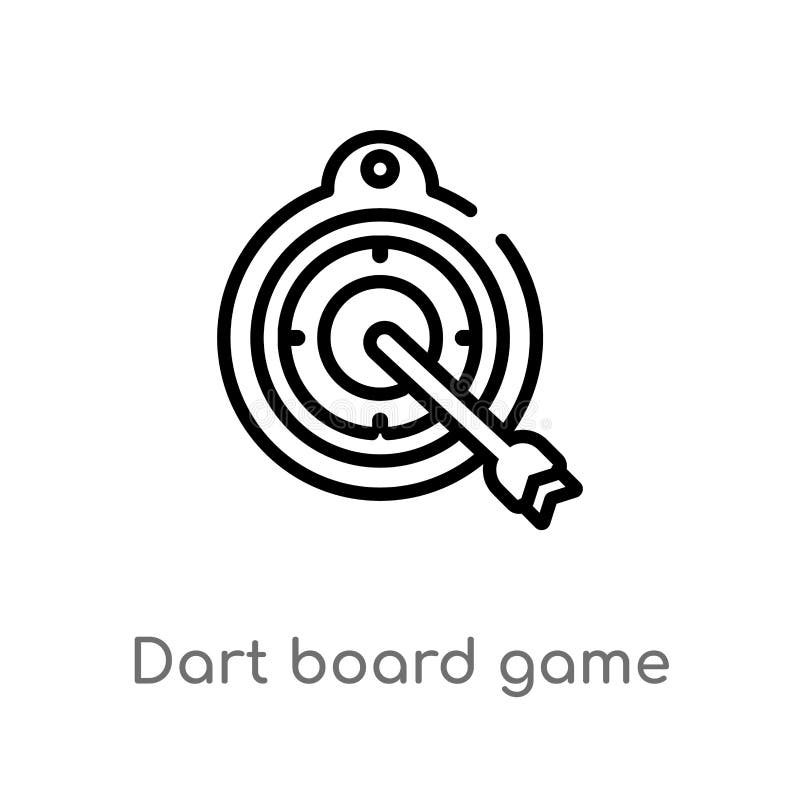Outline Dart Board Game Vector Icon. Isolated Black Simple Line Element ...