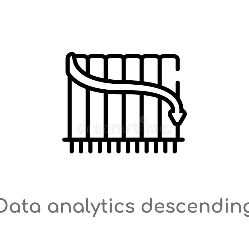 Outline Data Analytics Descending Line Graphic Vector Icon. Isolated ...