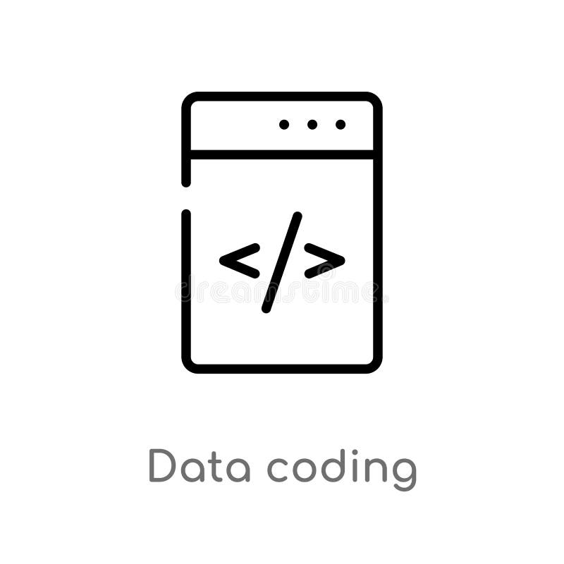 Outline Data Coding Vector Icon Isolated Black Simple Line Element