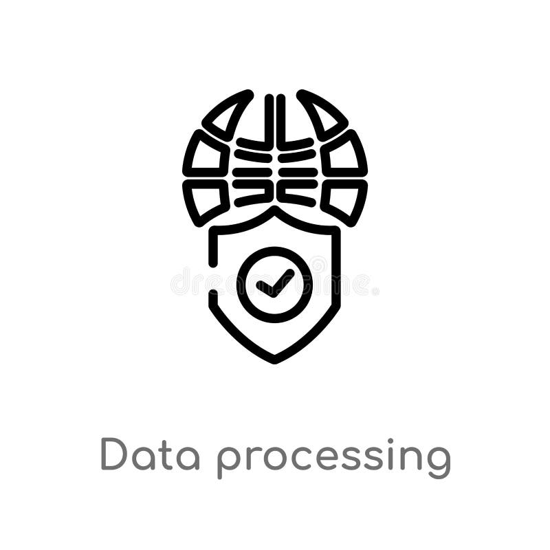 Outline Data Processing Vector Icon. Isolated Black Simple Line Element ...