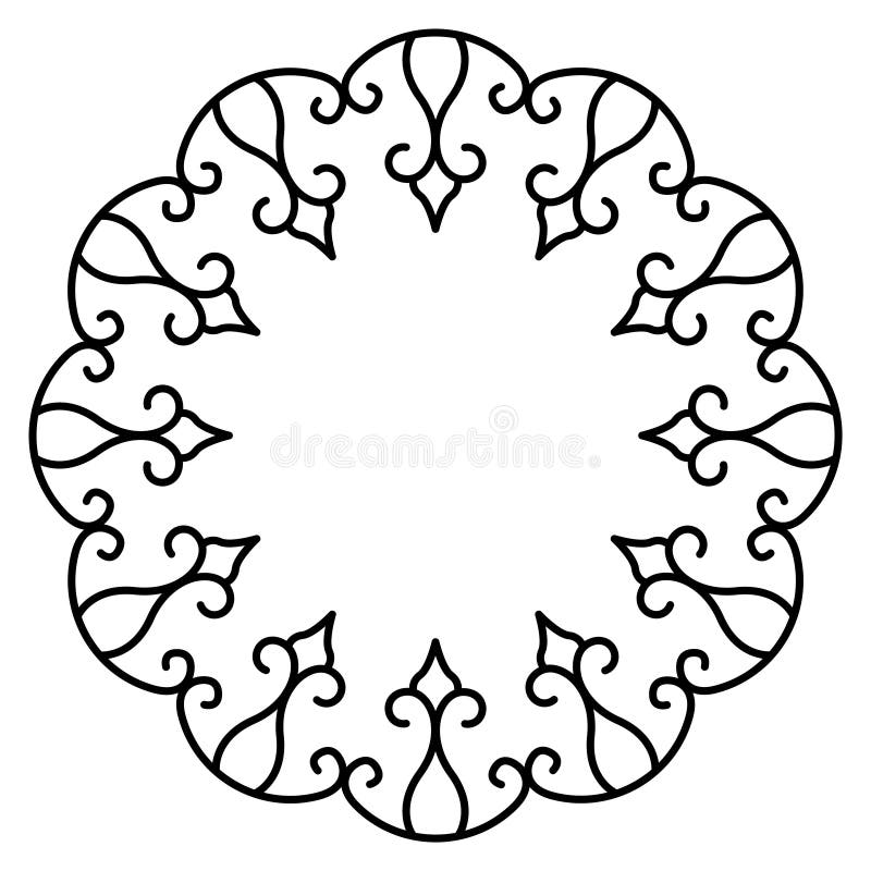 Outline Decorative Circle Frame Design, Monochrome Stock Vector ...