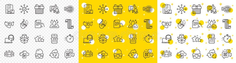 Outline 360 Degree, Star and Scarf Line Icons. for Web App. Vector ...