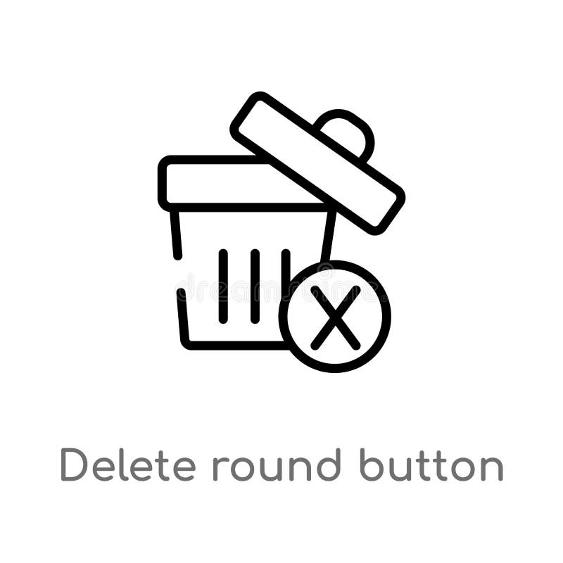 Outline Delete Round Button Vector Icon. Isolated Black Simple Line ...