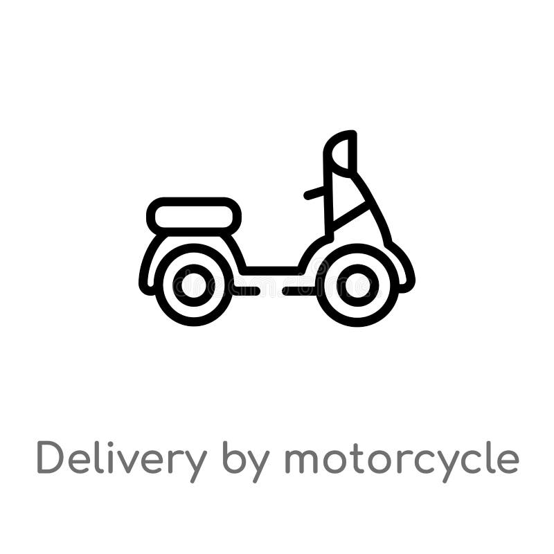 Outline Delivery by Motorcycle Vector Icon. Isolated Black Simple Line ...
