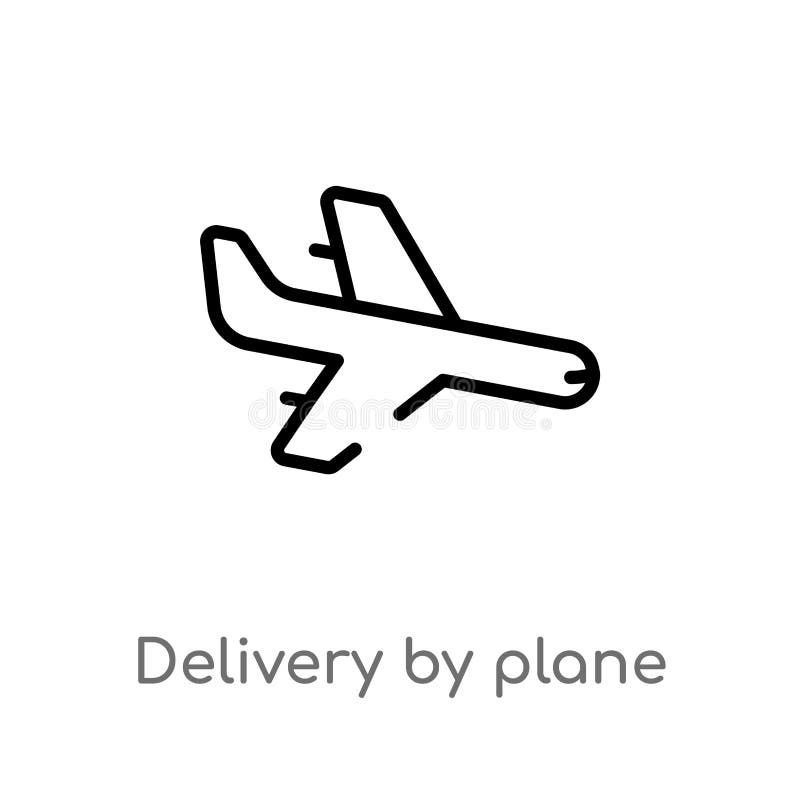 Outline Delivery by Plane Vector Icon. Isolated Black Simple Line ...