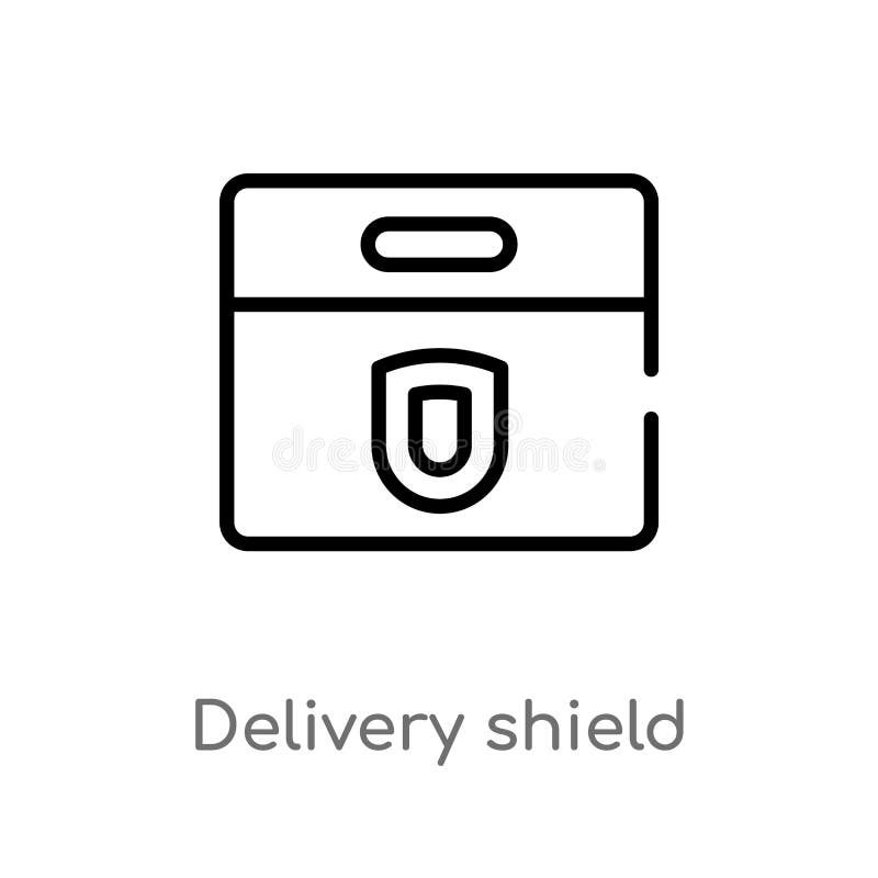 Outline Delivery Shield Vector Icon. Isolated Black Simple Line Element ...