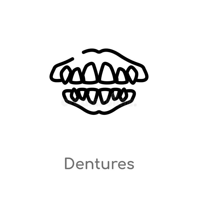Outline Dentures Vector Icon. Isolated Black Simple Line Element ...