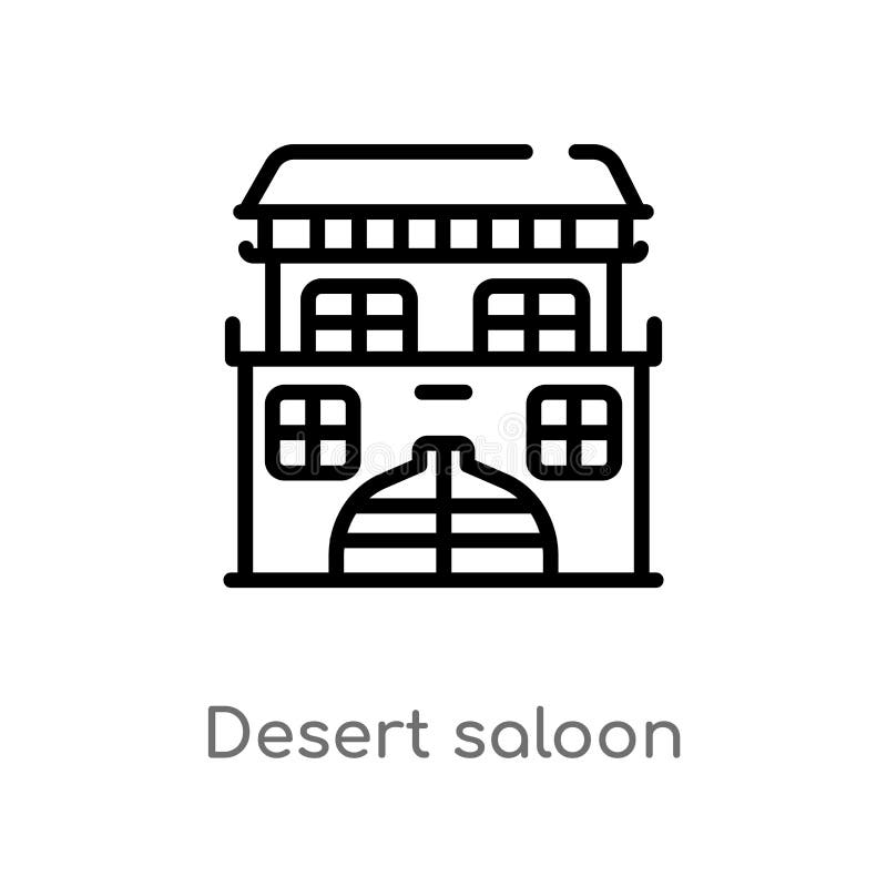 Outline Desert Saloon Vector Icon. Isolated Black Simple Line Element ...