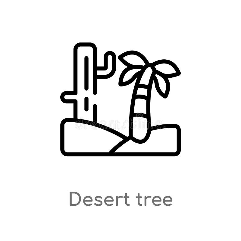 Outline Desert Landscape Vector Icon. Isolated Black Simple Line ...