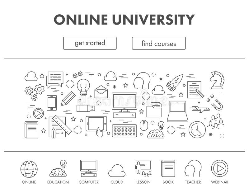 Outline Design Concept Online University Stock Illustration ...