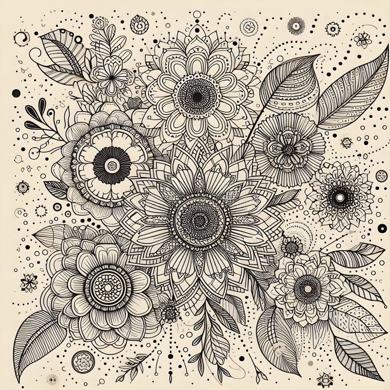 Design of an Extra Small and Thin Line Art of Floral Wall Art, Include ...