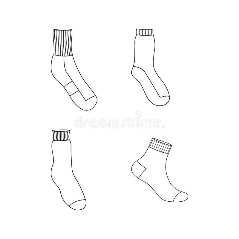Outline Sketch Socks, Simple Vector Design Icon Set Stock Vector ...