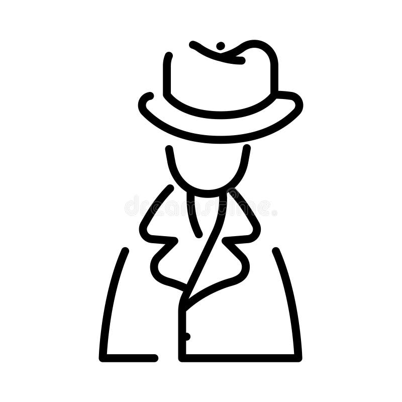 Outline Detective Vector Icon. Isolated Black Simple Line Element ...
