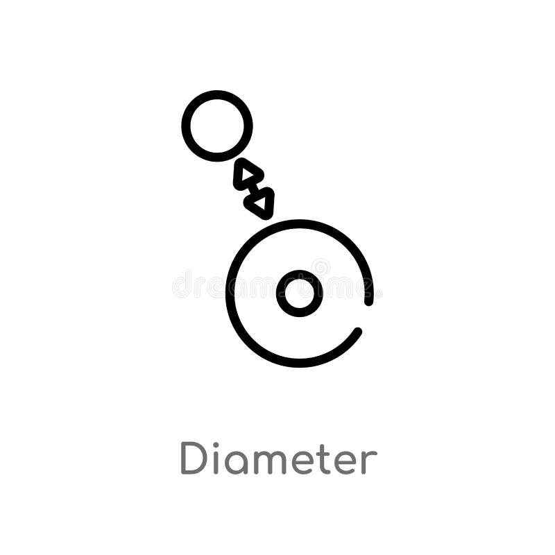 Diameter Outline Vector Icon. Thin Line Black Diameter Icon, Flat ...