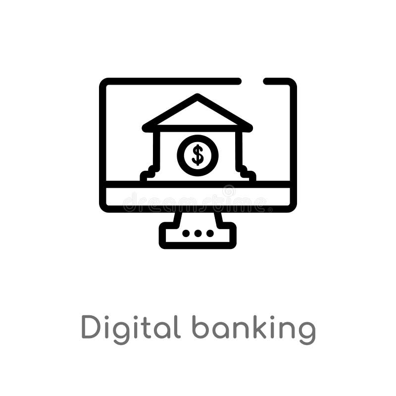 Outline Digital Banking Vector Icon. Isolated Black Simple Line Element ...